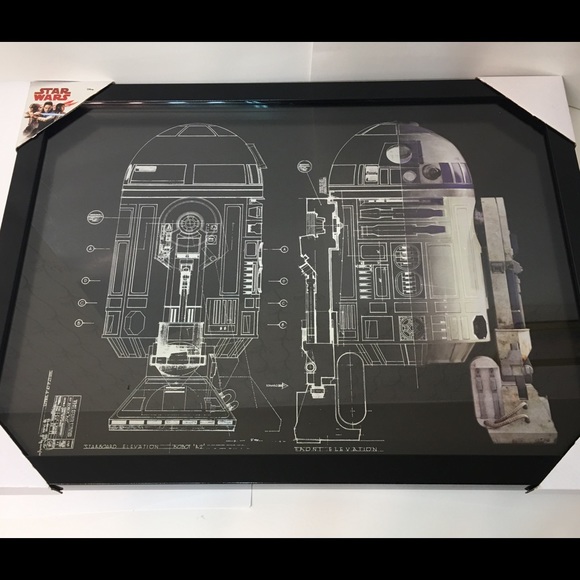 Artissimo | Wall Decor | Star Wars R2d2 Shadowbox Blueprint Foil ...